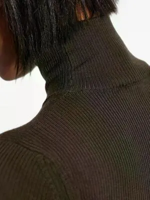 Max Mara Wool Yarn Polo-neck Sweater Mud
