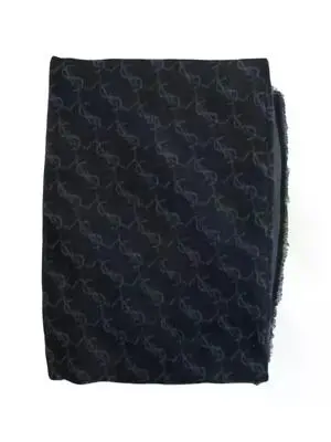SAINT LAURENT Cassandre Scarf In Cashmere And Silk Jacquard - Black