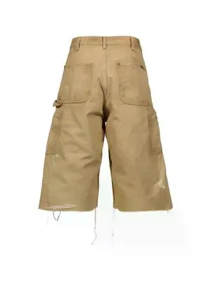 KAMIYA Boro Duck Distressed Duck-canvas Bermuda Shorts
