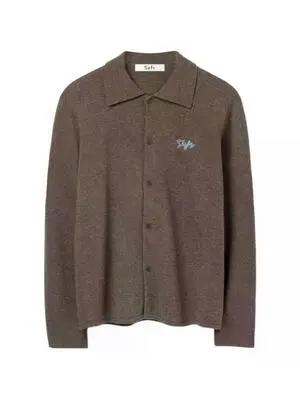 SÉFR Logo-embroidered Button-up Sweater - Brown