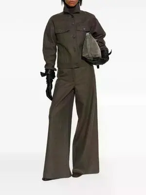 Max Mara Felted Wool Wide-leg Trousers Grey