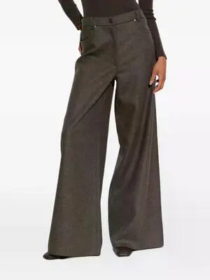 Max Mara Felted Wool Wide-leg Trousers Grey