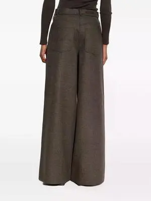 Max Mara Felted Wool Wide-leg Trousers Grey