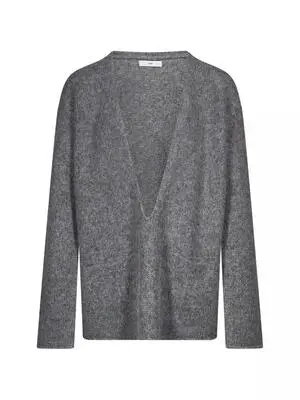 R2W Otis Plunging V-neck Knitted Sweater - Grey