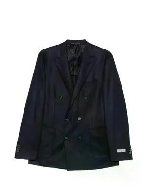CANALI Double-breasted Wool Jacket - Blue