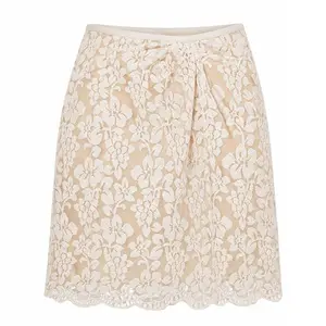 BELSIZE25 Neutrals/ Ivory Embroidered Lace Mini Skirt