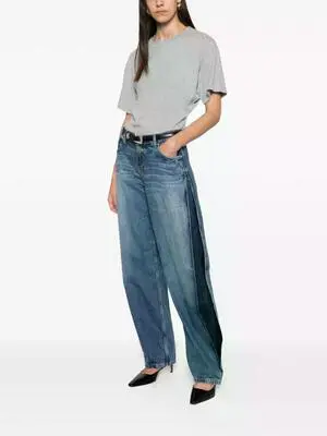 Brandon Maxwell Lana Bi-colour Wash Wide-leg Jeans