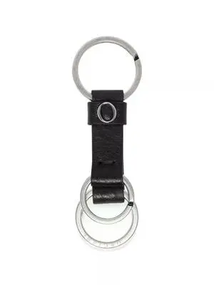 Orciani Lagoon Embossed Leather Keyring - Black
