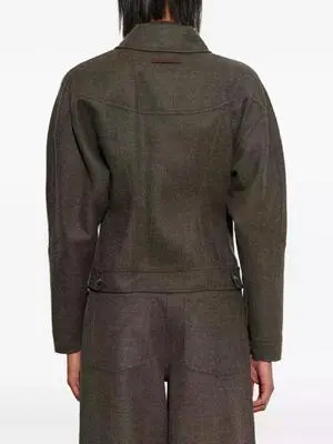 Max Mara Felted Wool Trucker Jacket Grey