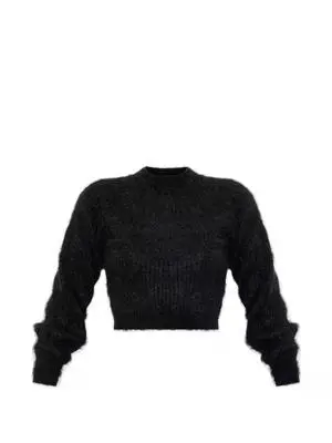 Max Mara Mélange Mohair Cropped Jumper Dark - Grey