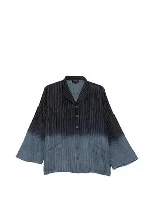RAGA Pinstripe-print Crinkled Jacket - Blue