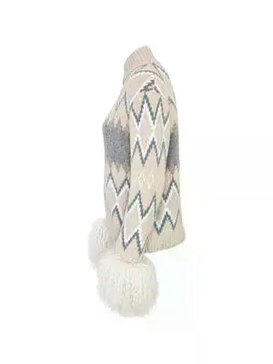 Pho Firenze Jacquard-knit Faux-fur Cardigan