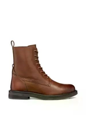Geox Serilda Lace-up Leather Ankle Boots - Brown