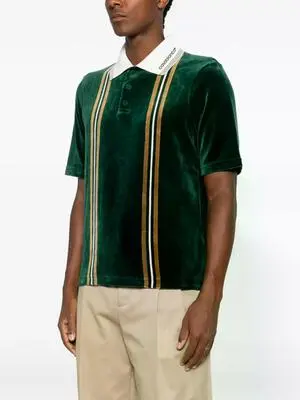 Casablanca Vertical-stripe Velvet Polo Shirt