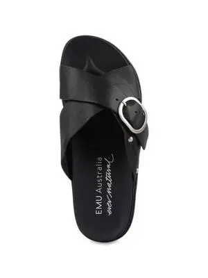 EMU AUSTRALIA Ebony Buckle-detail Crossover-strap Slides