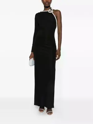 ALESSANDRO LEGORA Crystal-embellished One-shoulder Maxi Dress - Black