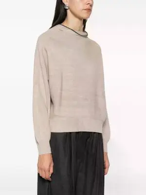 Brunello Cucinelli Monili-trimmed Ribbed-knit Sweater