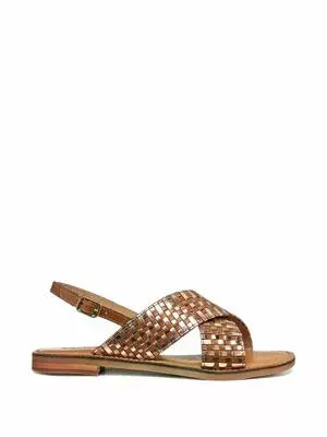 Geox Maddalusia C Woven Criss-cross Sandals - Brown