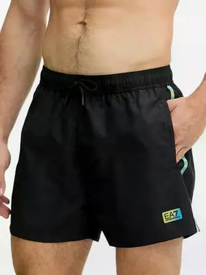 EA7 Logo-patch Drawstring Swim Shorts - Black