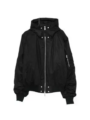 THOM KROM Zip-fastening Hooded Bomber Jacket - Black