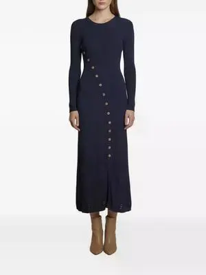 Sandro Rib-knit Button-embellished Midi Dress