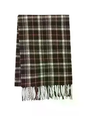 Nn07 Check-pattern Fringed Scarf - Red