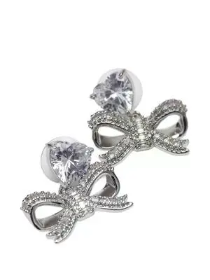 SELF-PORTRAIT Crystal Heart Bow Drop Earrings
