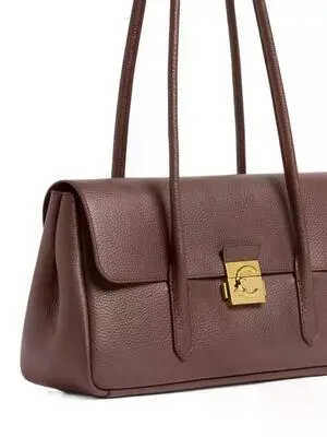 COCCINELLE Large Logo-plaque Pebbled Shoulder Bag