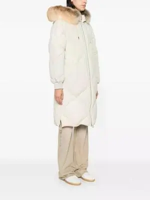 SEA WING Fur-trim Diamond-quilted Coat