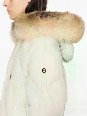 SEA WING Fur-trim Diamond-quilted Coat
