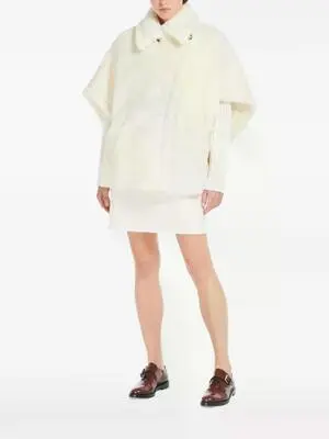 Max Mara Cape In Alpaca And Wool Teddy Fabric Optical White