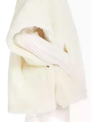 Max Mara Cape In Alpaca And Wool Teddy Fabric Optical White