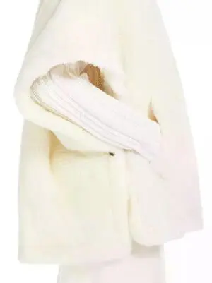 Max Mara Cape In Alpaca And Wool Teddy Fabric Optical White