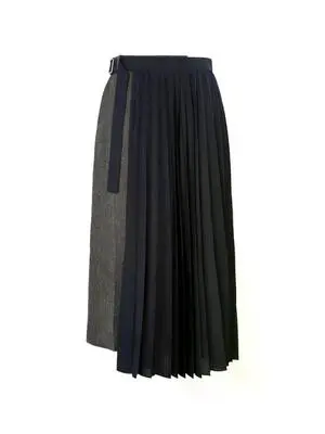 Sacai Pleated Wool Maxi Skirt