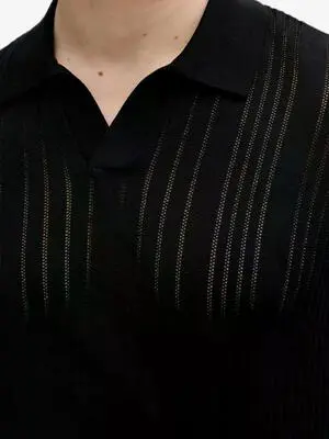 Karl Lagerfeld Pointelle-knit Ribbed Polo Shirt