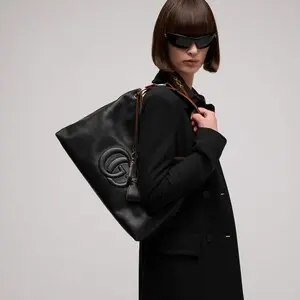 Gucci Large Shoulder Bag With Double G Detail Leather