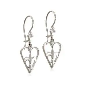 MYRTO KATRAMADOU JEWELLERY Heartshield – Hook Earrings Silver - White/silver