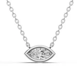 SEREIA OFFICIAL 14k Gold 0.75 Ct Lab Grown Marquise Shape Diamond Solitaire Pendant White Gold - Silver