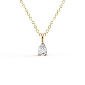 SEREIA OFFICIAL 14k Gold 0.5 Ct Lab Grown Pear Shape Diamond Solitaire Pendant With Bail Gold - Yellow