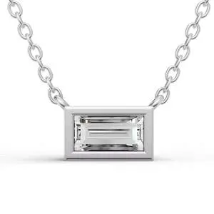 SEREIA OFFICIAL 14k Gold 0.5 Ct Lab Grown Sereia Baguette Shape Diamond Pendant White Gold - Silver