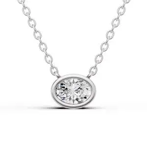 SEREIA OFFICIAL 14k Gold 0.75 Ct Lab-grown Diamond Solitaire Bezel Pendant White Gold - Silver