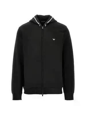 EMPORIO ARMANI Logo-print Zip-up Hoodie - Black