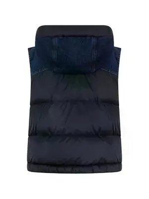 MOORER Denim-panelled Padded Gilet