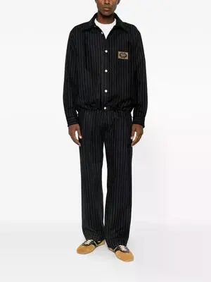 Drole De Monsieur Pinstripe-pattern Pleated Trousers - Blue