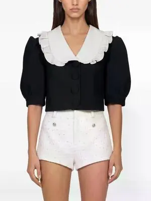 SHUSHU/TONG Ruffled-collar Puff-sleeve Cropped Jacket
