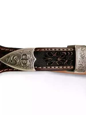 STETSON Floral-tooled Leather Belt