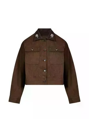 Simone Rocha Embellished-collar Denim Jacket
