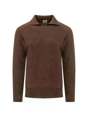 RAKKI Long-sleeve Polo Sweater - Brown