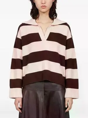 FORTE FORTE Striped Polo-collar Sweater