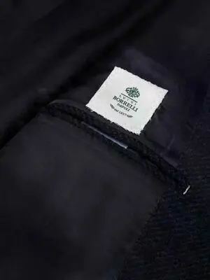 LUIGI BORRELLI Notched-lapel Double-breasted Coat - Blue
